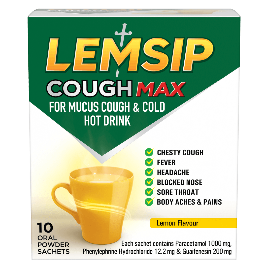 Lemsip CoughMax Mucus Cough and Cold Hot Drink Lemon & Menthol 10pk ...